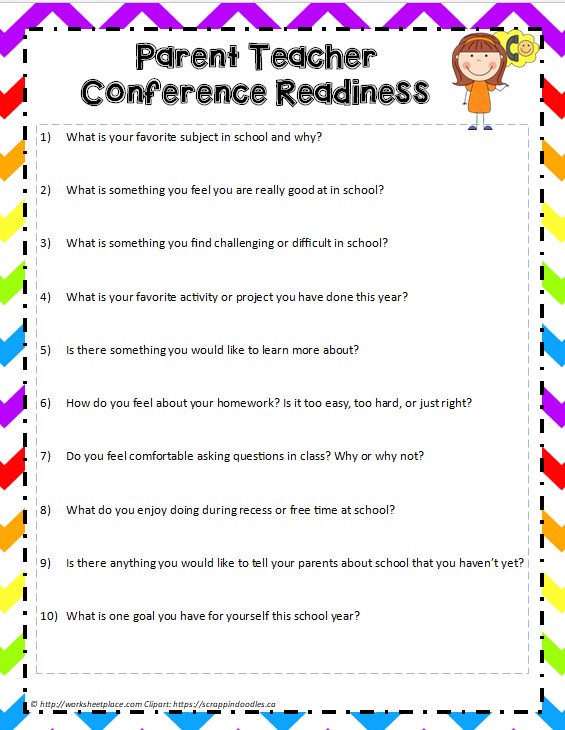 Parent Teacher Conference Worksheets Parent Teacher Conference Worksheets