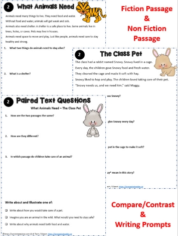2nd Grade Paired Text Worksheets