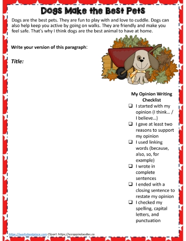 3rd Grade Mentor Paragraph Best Pets Worksheets