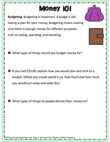 Money 101 Worksheets