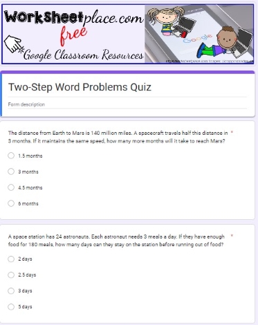 2 Step Word Problems Worksheets