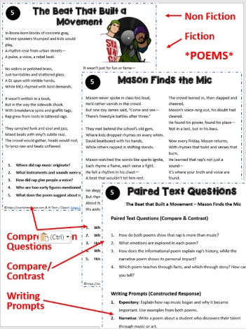 5th Grade Paired Text Worksheets