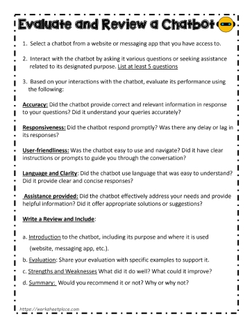 08 Evaluate and Review a Chatbot Worksheets
