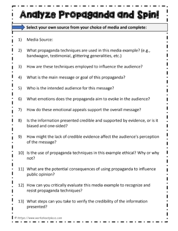 24-Analyze Propaganda and Spin Worksheets