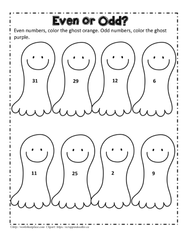 Ghost Odd or Even Worksheets