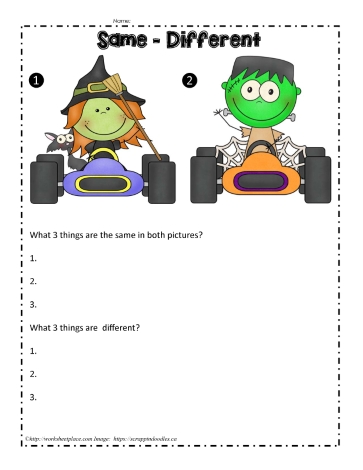 Hallowe'en Compare Worksheets