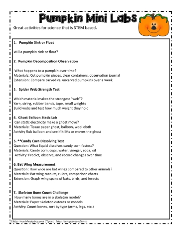 Halloween Science Lab Worksheets