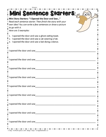 Halloween Sentence Starters Worksheets