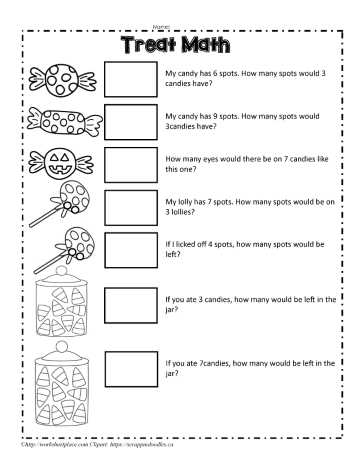 Halloween Treat Math Worksheets
