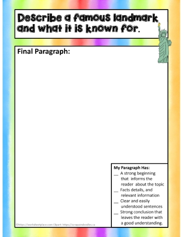 Describe a Famous Landmark Final Worksheets