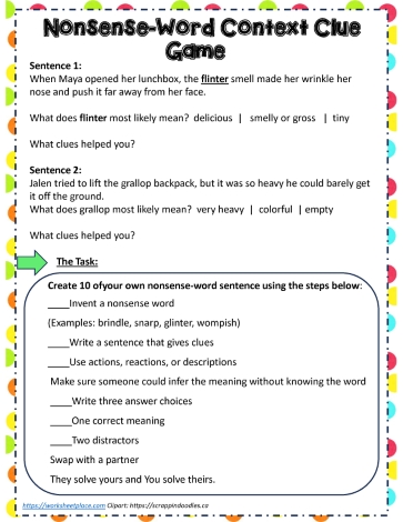 Nonsense Word Game Worksheets