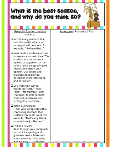 Best Season Pre-write Worksheets