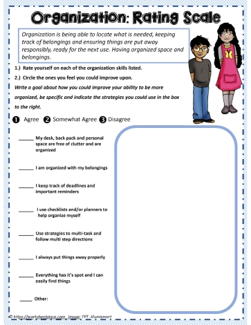 Organizational Rating Skill for ADD Worksheets