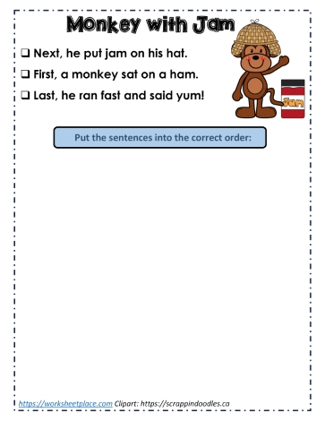 Scrambled Monkey with Jam Worksheets