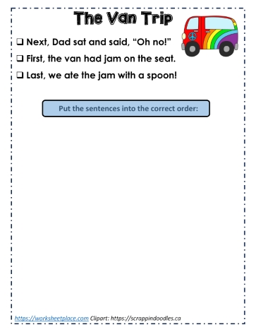 Sequencing Van Trip Worksheets