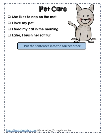 Sequencing Pet Care Worksheets