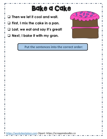 Sequencing Bake a Cake Worksheets