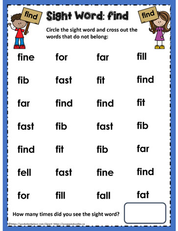 Find The Word find Worksheets