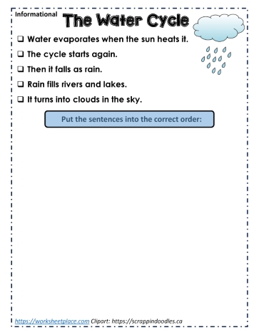 Sequencing The Water Cycle Worksheets