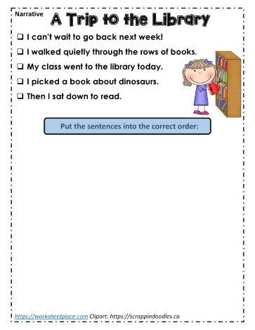 Sequencing A Trip to the Library Worksheets