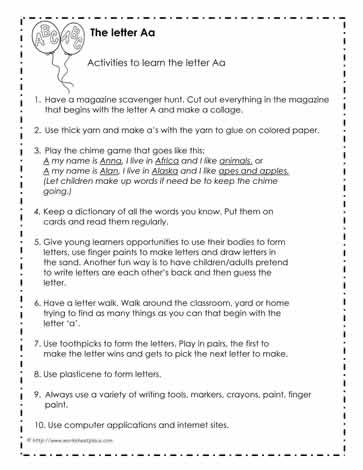 Teach the Letter A Worksheets