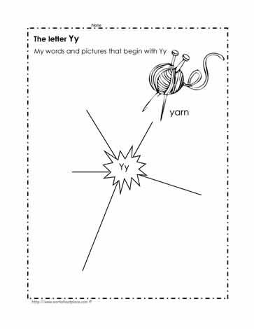 Brainstorm Words Beginning with Y Worksheets