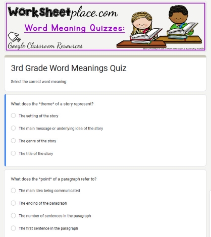 Word Meanings Grade 3 Worksheets