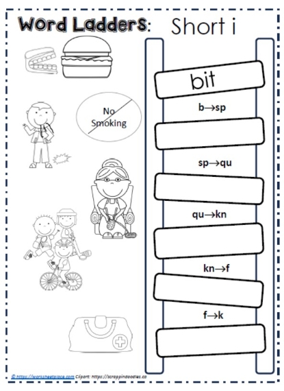 Short i Word Ladder Worksheets