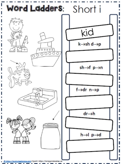 Short i Word Ladder Worksheets
