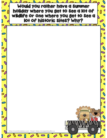 Would You Rather Explore Wildlife or History Worksheets