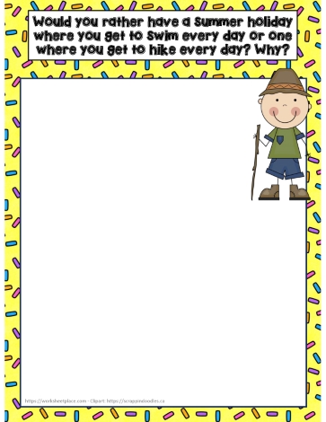 Would You Rather Swim or Hike Worksheets