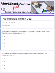 4th Grade 2 Step Word Problems Worksheets