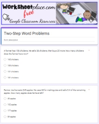 4th Grade 2 Step Word Problems Worksheets