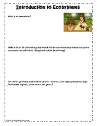 Ecosystems, Energy and Interactions Worksheets
