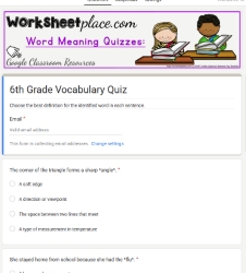6th Grade Vocabulary Quizzes Worksheets