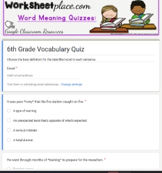 6th Grade Vocabulary Quizzes Worksheets