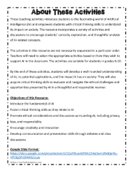 Artificial Intelligence Teaching Activities Worksheets