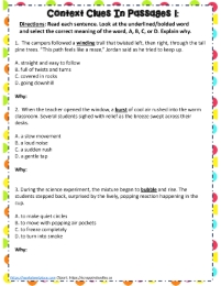 4th Grade Context Clues Worksheets