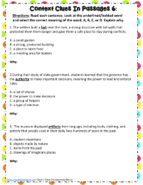 4th Grade Context Clues Worksheets