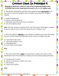 4th Grade Context Clues Worksheets