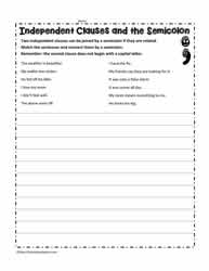 Semicolon Worksheets