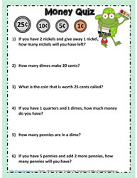 K-1 Money Worksheets