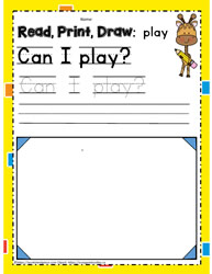 Sight Word play Worksheets