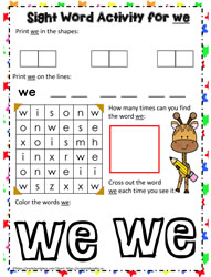 Sight Word we Worksheets