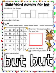 Sight Word but Worksheets