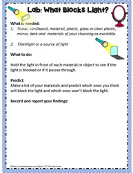 Light and Sound Worksheets