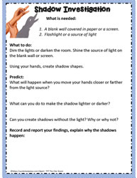 Light and Sound Worksheets