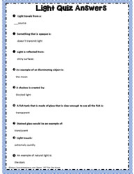 Light and Sound Worksheets