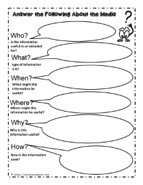 Media Literacy 3rd to 5th Grades Worksheets