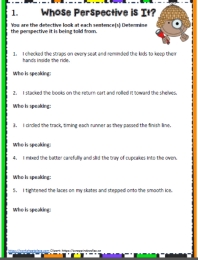 4th Grade Point of View Worksheets